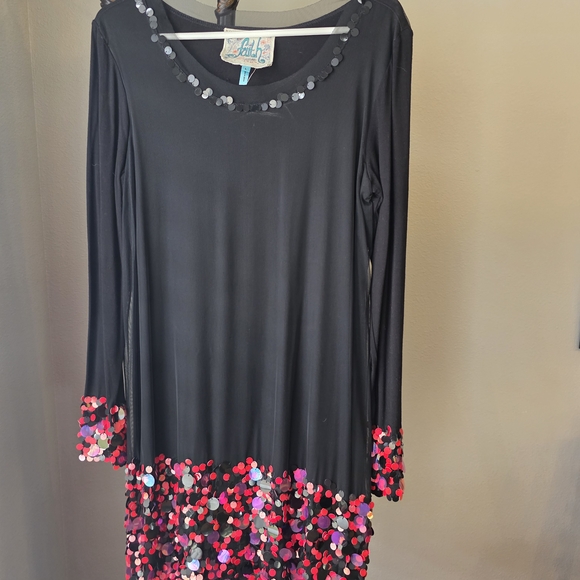 Faith | Dresses | Faith Elegant Black And Red Sequin Mini Dress New Wo ...